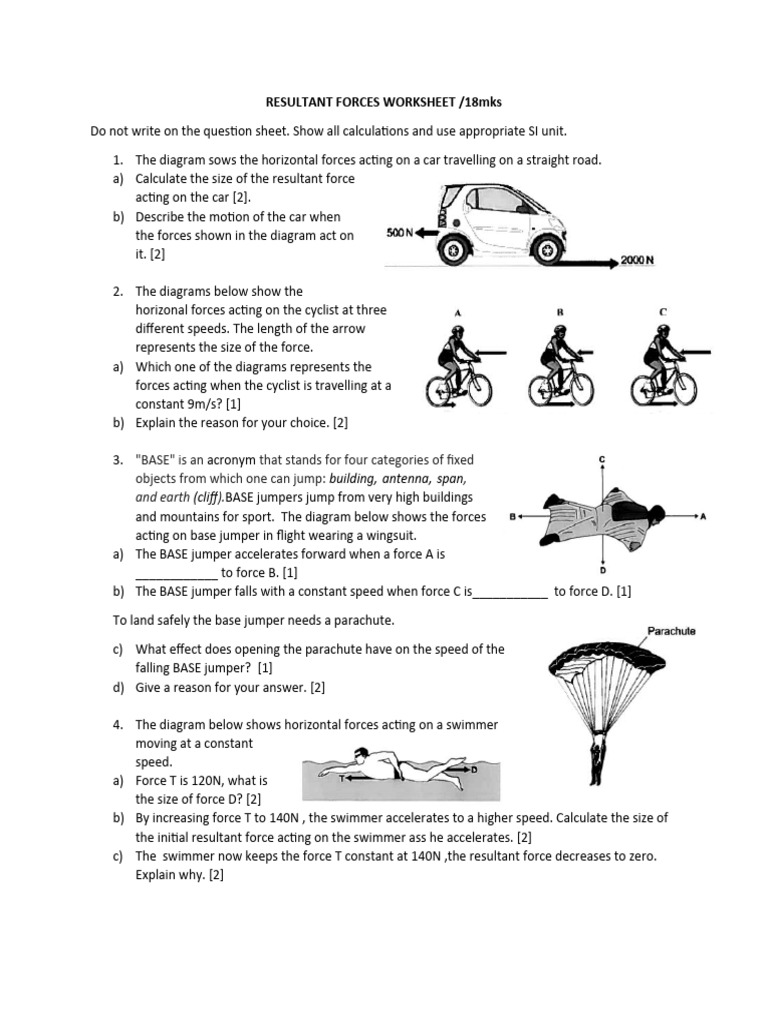Resultant forces worksheet | PDF