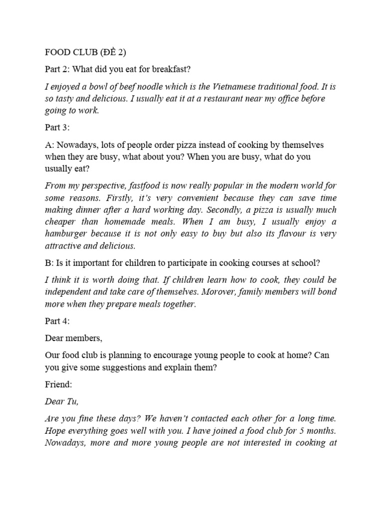 FOOD CLUB Mới | PDF | Meal | Cooking