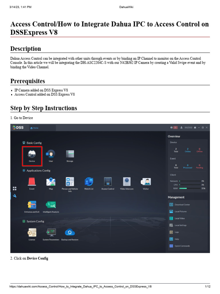Integrating Dahua IPC with DSS Express | PDF | Access Control ...