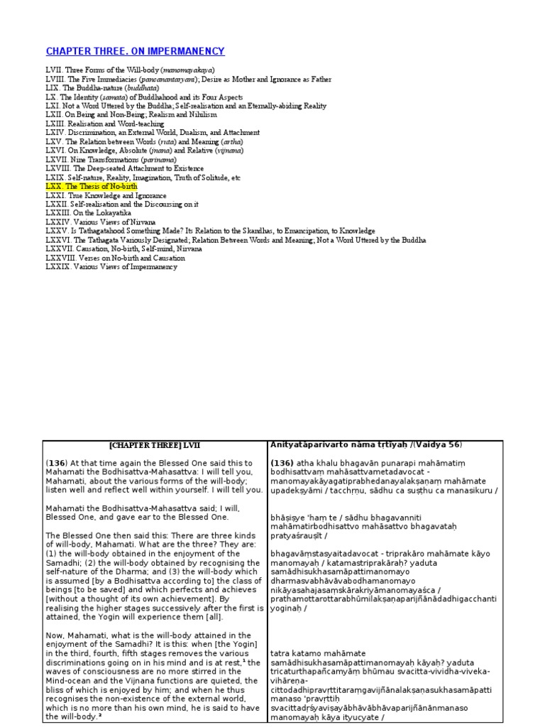 Lank Avatar A, Chapt.3 (Impermanency) 3 | PDF | Existence | Philosophy