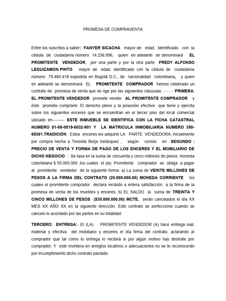 Modelo Compra Venta Miguel Navarro | PDF | Conceptos legales | Ley de obligaciones