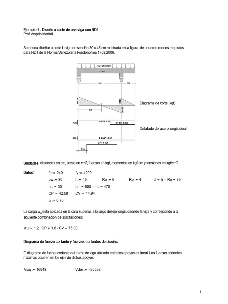 Ejemplo 1 - Corte Viga ND1 (v2.0) | PDF | Viga (Estructura) | Mecanica clasica