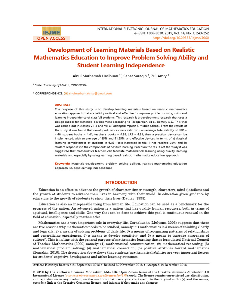 Development of Learning Materials Based On Realistic | PDF