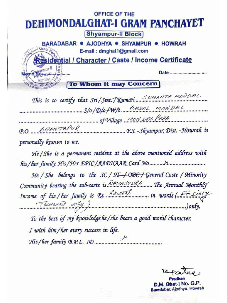 Income Certificate 1 | PDF