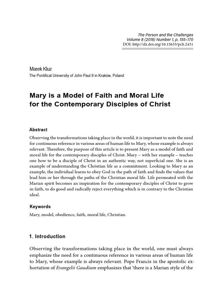 Mary Is A Model of Faith and Moral Life For The Co | PDF | Mary, Mother ...