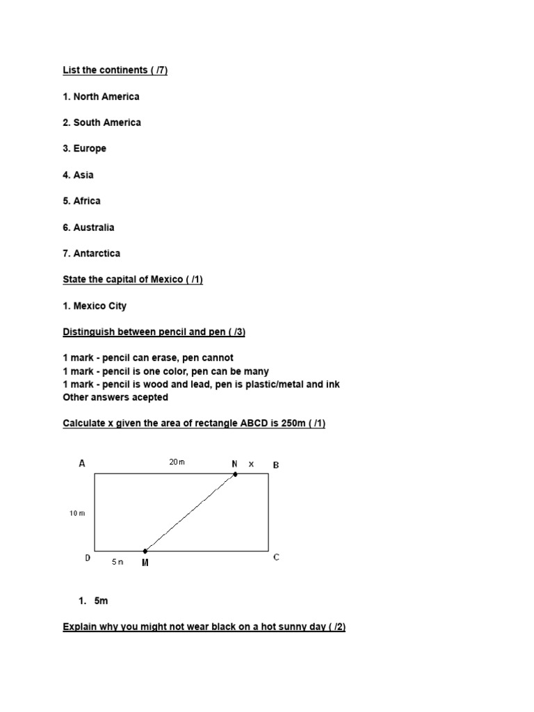 Geography, Math, and Science Quiz | PDF