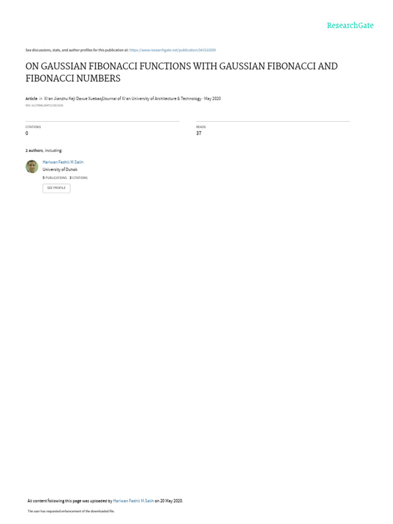 Gaussian Fibonacci Functions Explained | PDF | Function (Mathematics ...