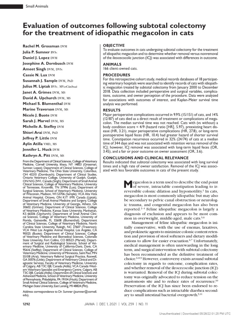 Evaluation of Outcomes Following Subtotal Colectomy For The Treatment ...