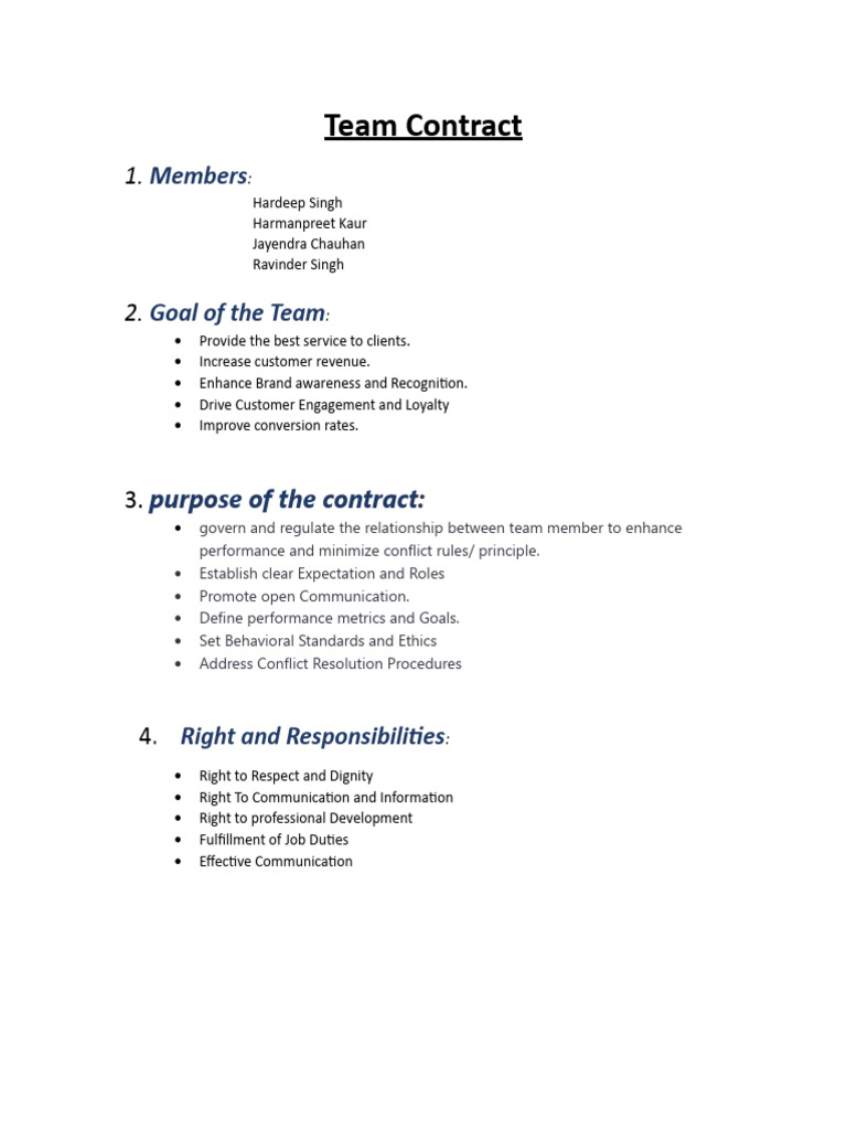 Team Contract for Marketing Success | PDF