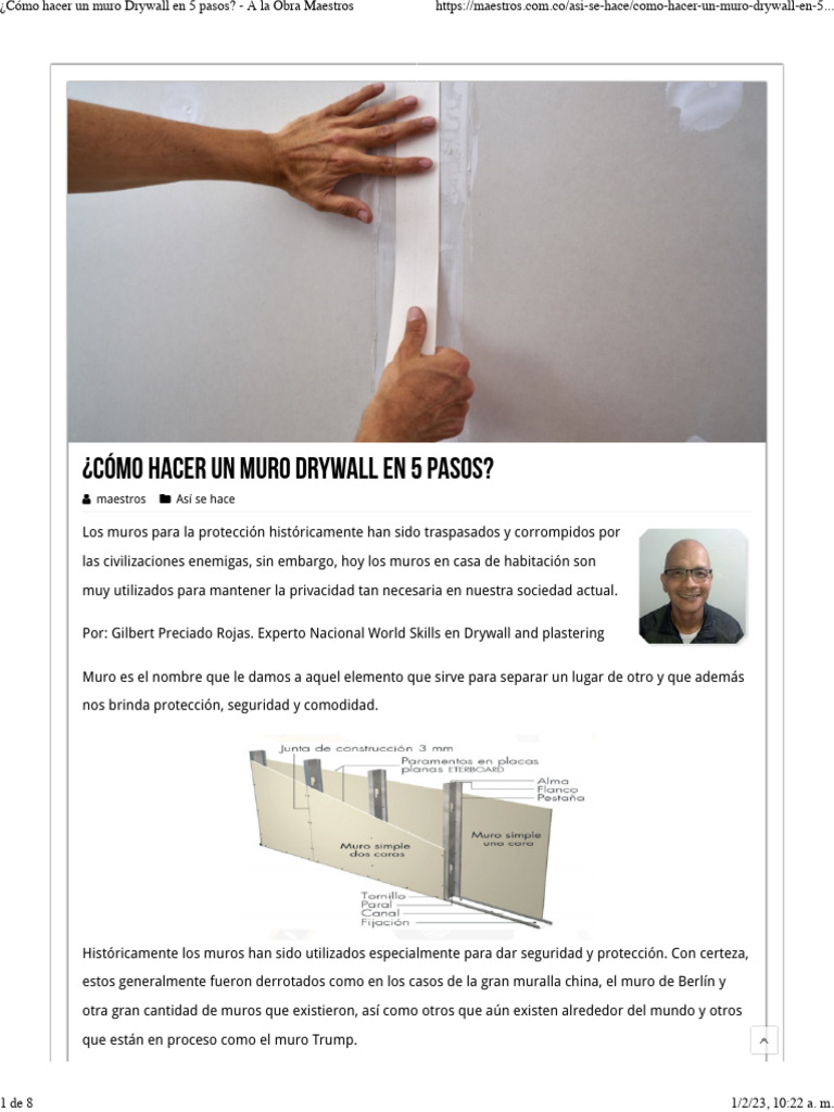 ¿Cómo Hacer Un Muro Drywall en 5 Pasos - A La Obra Maestros | PDF ...