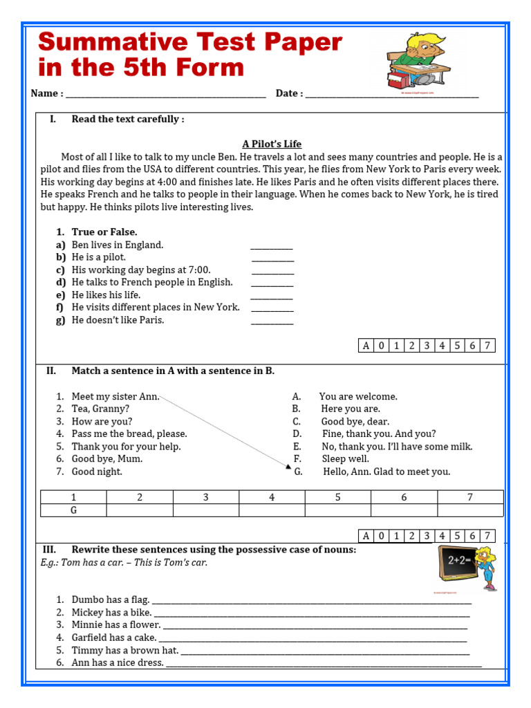 Summative Test Paper in 5th Form | PDF | Human Communication ...