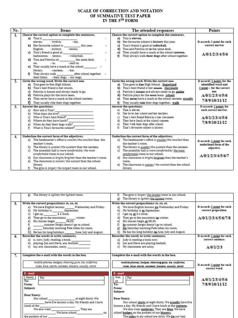 Scale of Correction and Notation | PDF | Language Arts & Discipline