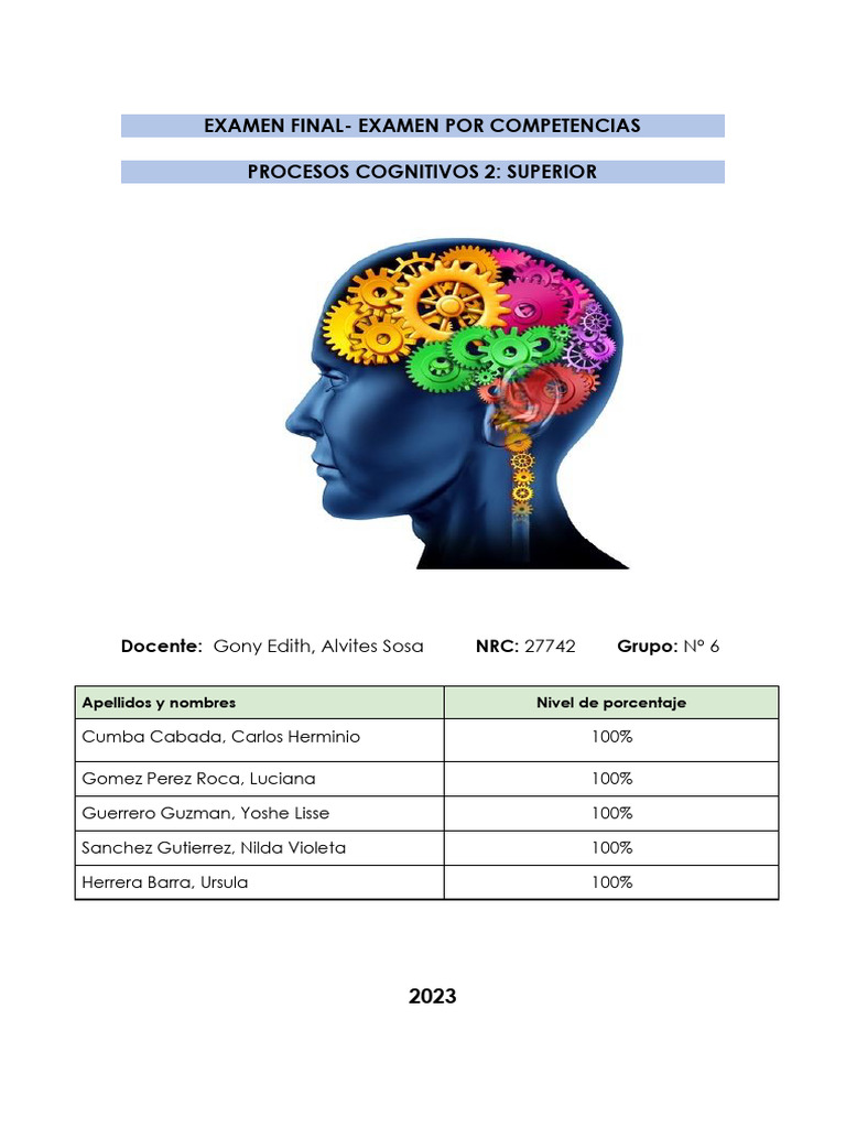 Examen Final - Procesos Cognitivos 2 Superiores | PDF | Pensamiento | Sicología