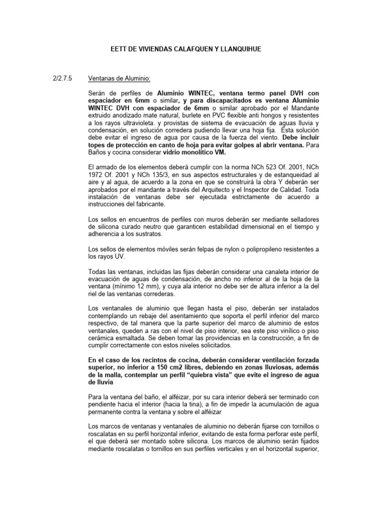 Ventanas de Aluminio WINTEC: Especificaciones y Normativas | PDF