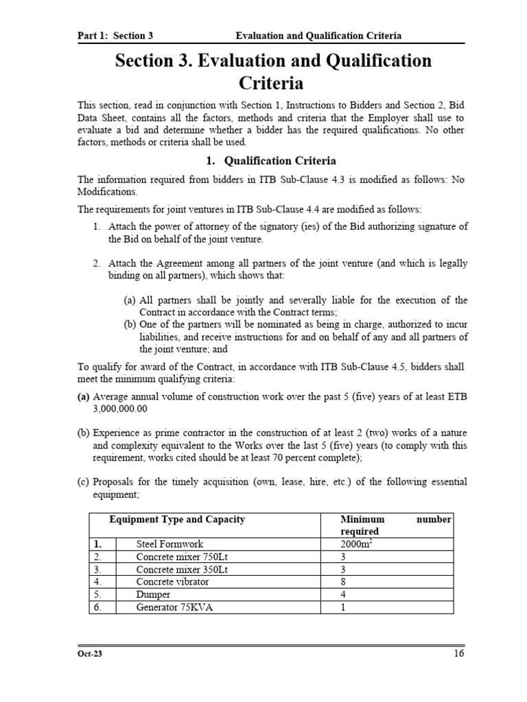 Section 3 Evaluation and Qualification Criteria | PDF