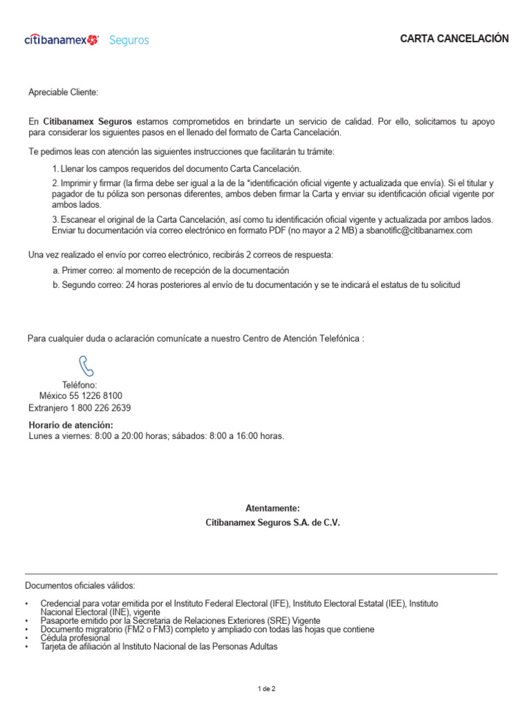 Carta Cancelacion | PDF