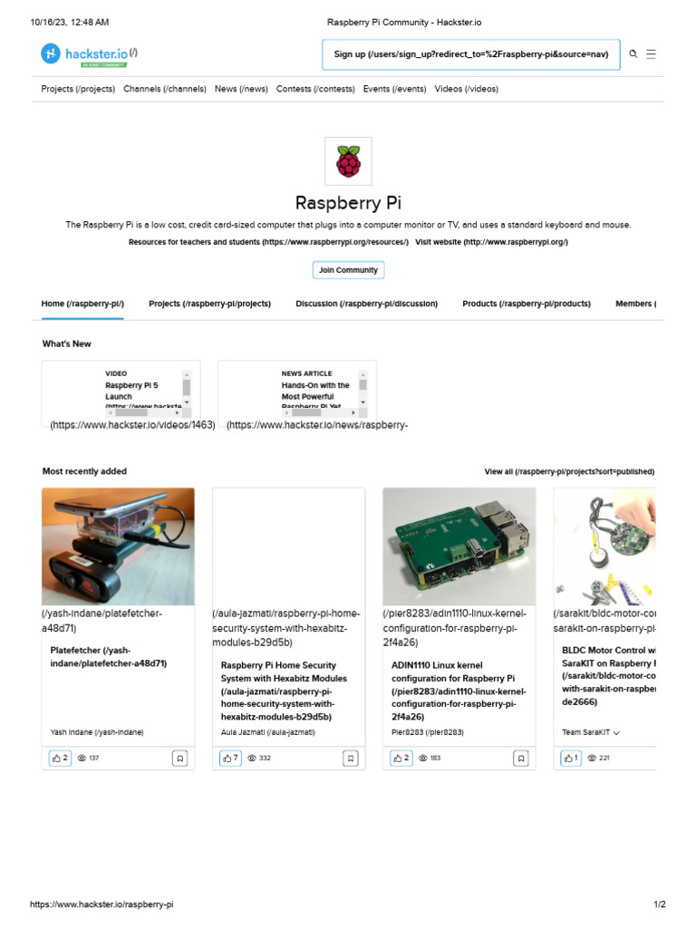Raspberry Pi Community - Hackster - Io | PDF | Raspberry Pi | Computing