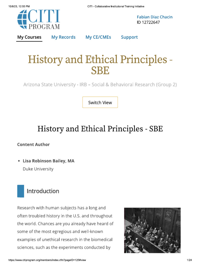 History and Ethical Principles | PDF