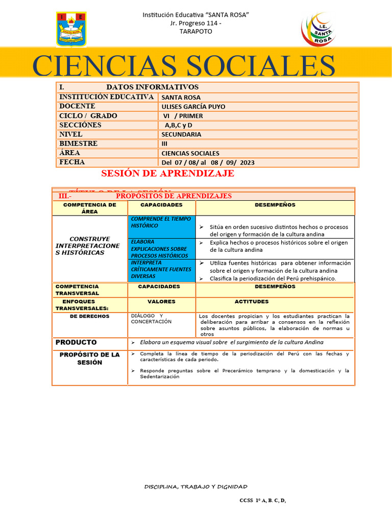 Sesión de Aprendizaje - 01 - CCSS - Iii Bim. 2023 | PDF