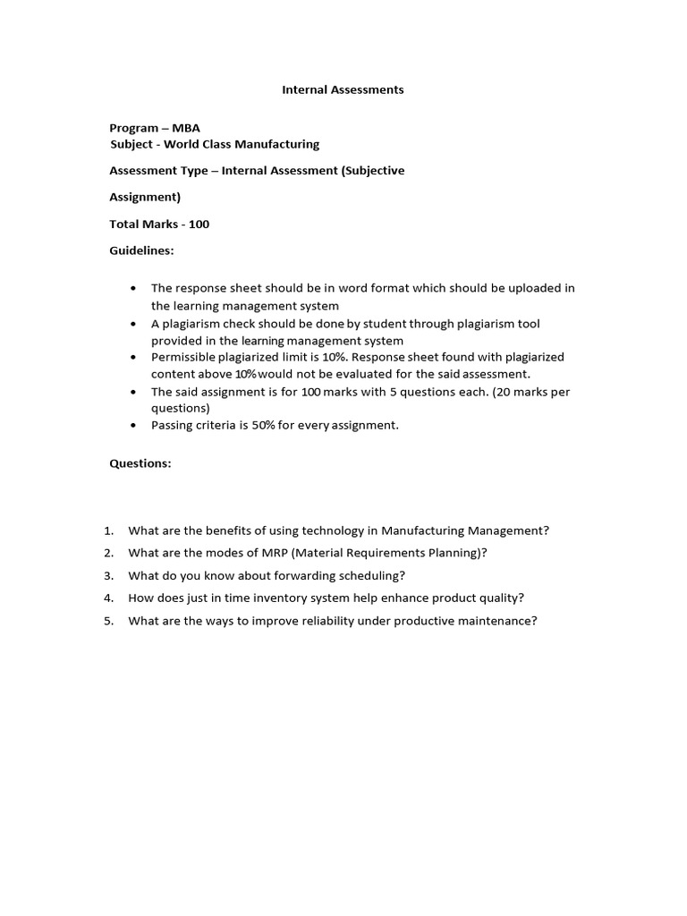 World Class Manufacturing | PDF | Lean Manufacturing | Scheduling ...