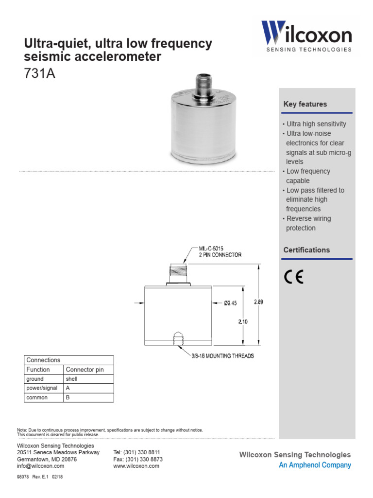Ultra-Quiet, Ultra Low Frequency Seismic Accelerometer: Key Features ...