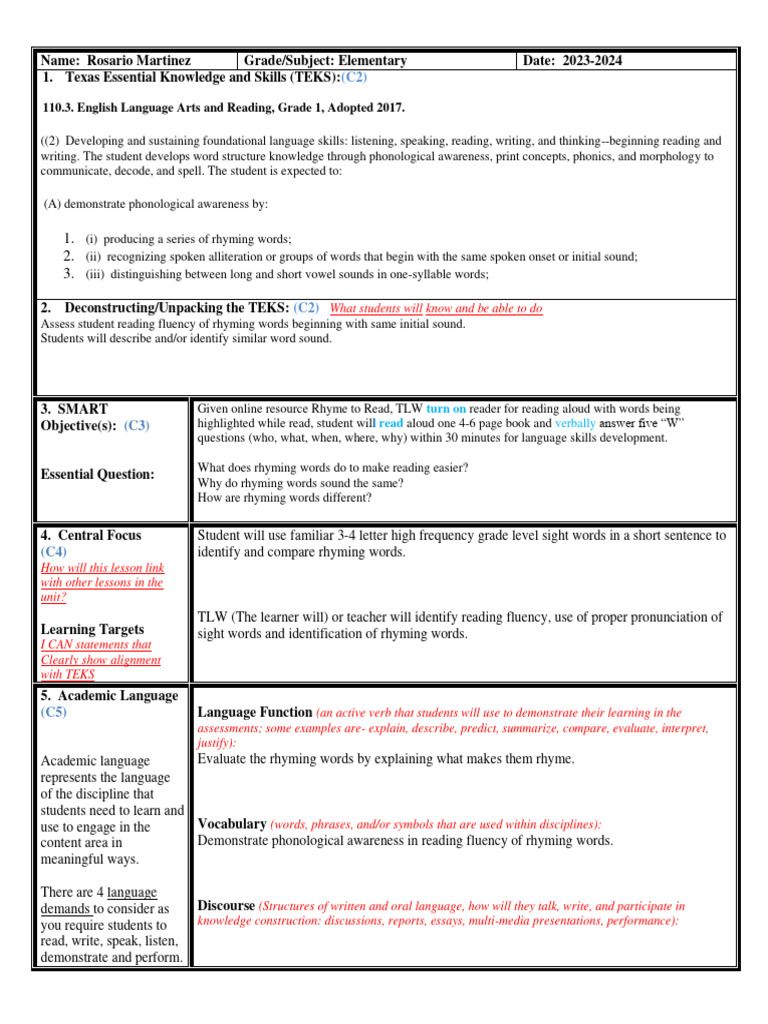 Edtpa Lesson Plan Guide LPG - 1 | PDF | Learning | Teachers