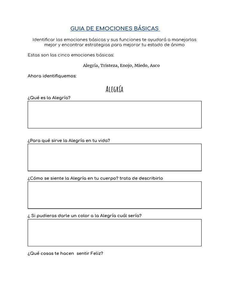 Guia de Emociones Básicas | PDF | Artes del Lenguaje y Comunicación ...