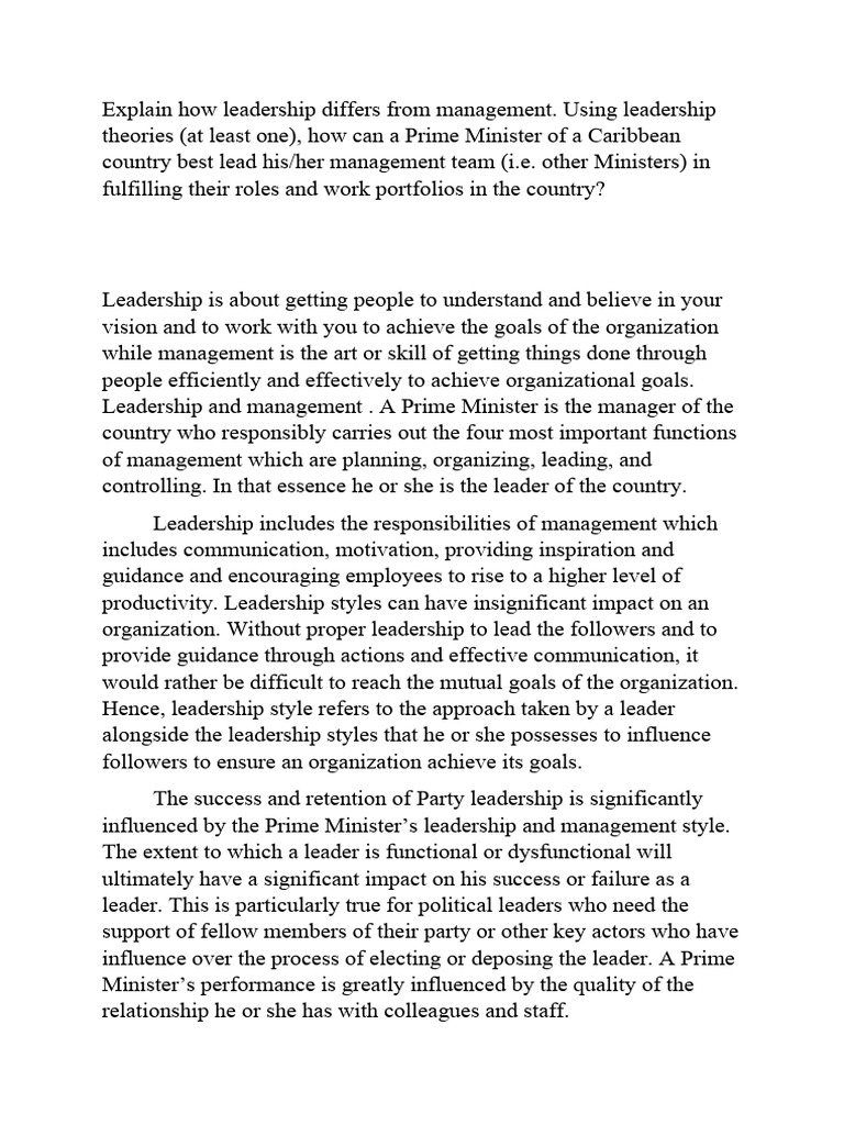 Explain How Leadership Differs From Management | Download Free PDF ...