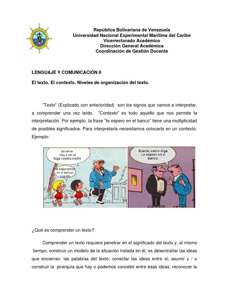 Texto-Contexto. Niveles de Organización Del Texto | PDF