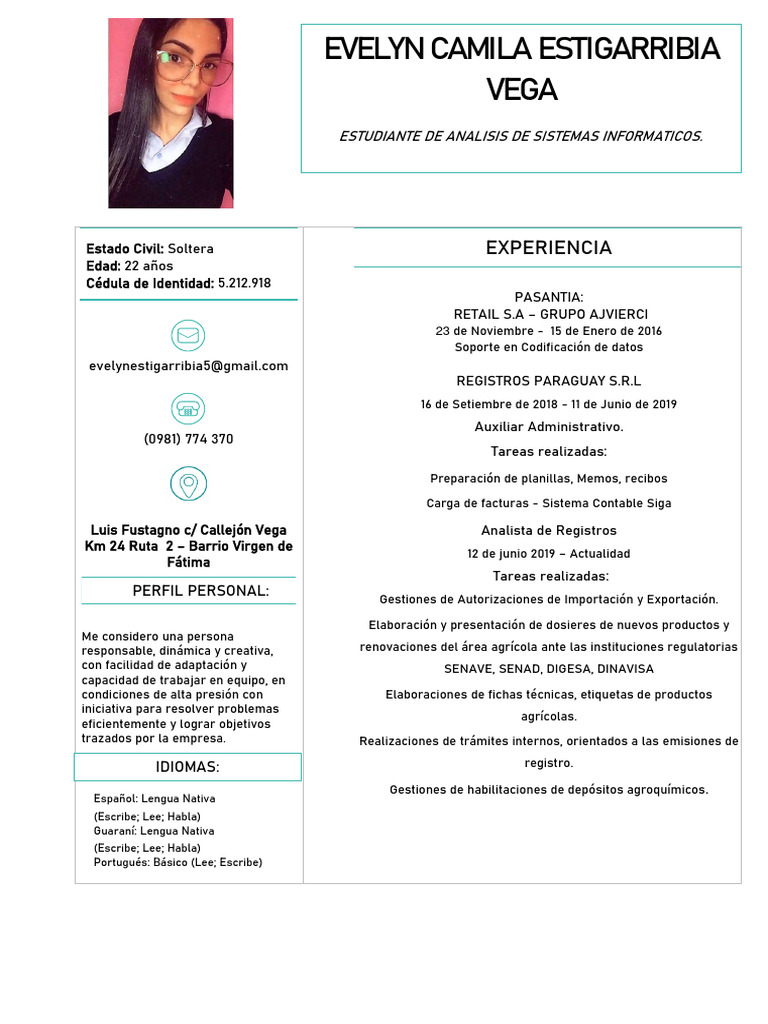 CV - Evelyn Estigarribia | PDF | Microsoft | Empresas de software de los Estados Unidos