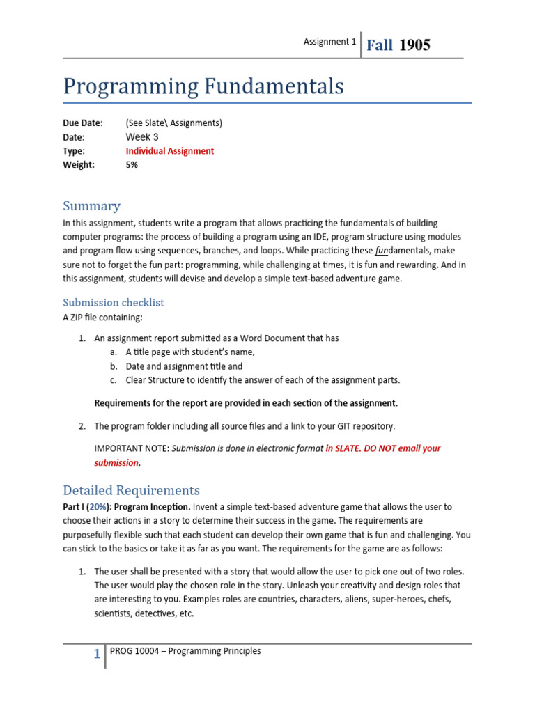 Assignment 1 - Programming Fundamentals1 | PDF Assignment 1 - Programming Fundamentals1 | PDF