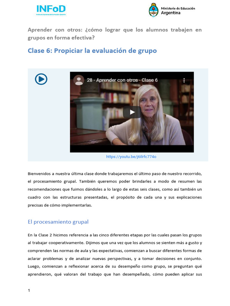 28 Aprender Con Otros Clase6 | PDF | Aprendizaje | Evaluación