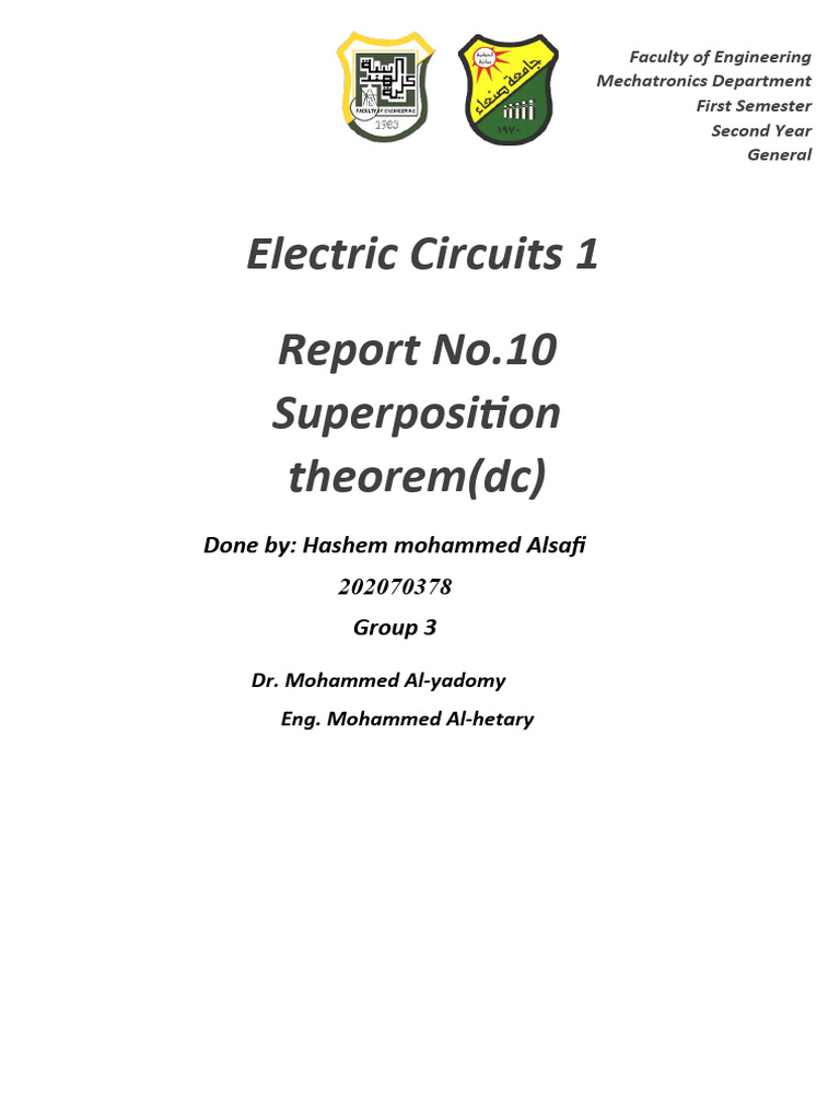 Electric Circuits - Lab 10 (Superposition Theorem) | PDF | Electrical ... Electric Circuits - Lab 10 (Superposition Theorem) | PDF | Electrical ...