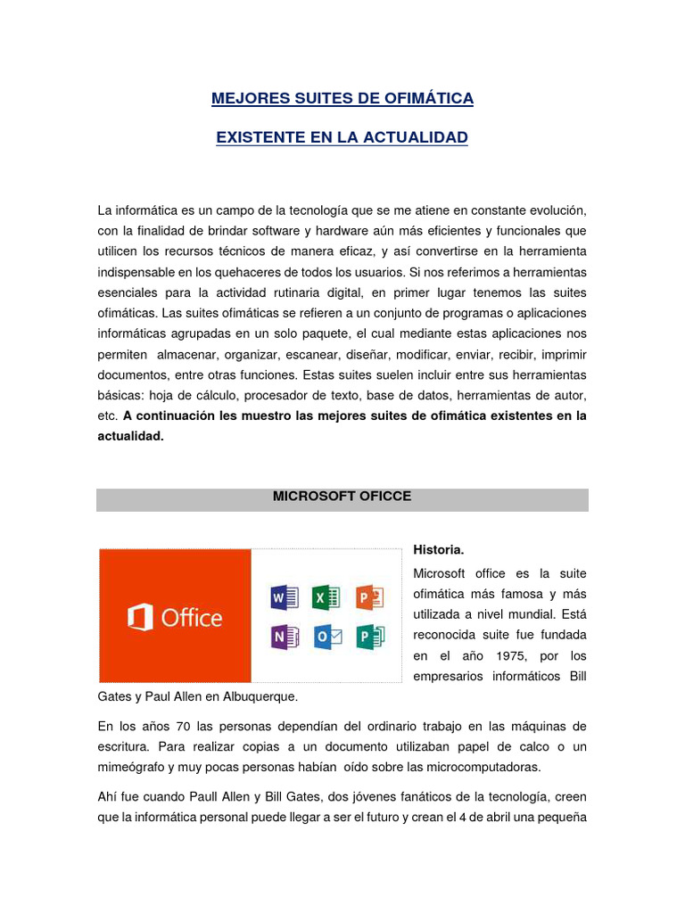 Mejores Suites de Ofimática 2023 | PDF | Microsoft | Software de la ...