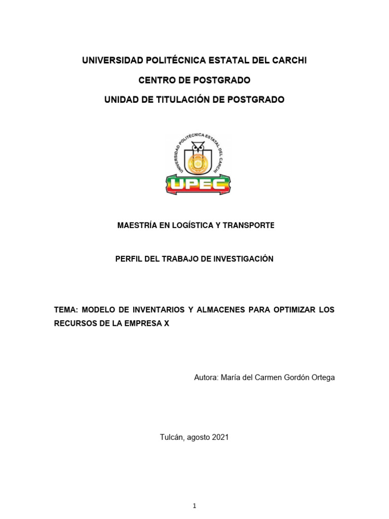 Perfil Modelo Comercio Exterior UPEC | Descargar gratis PDF | Inventario | Business