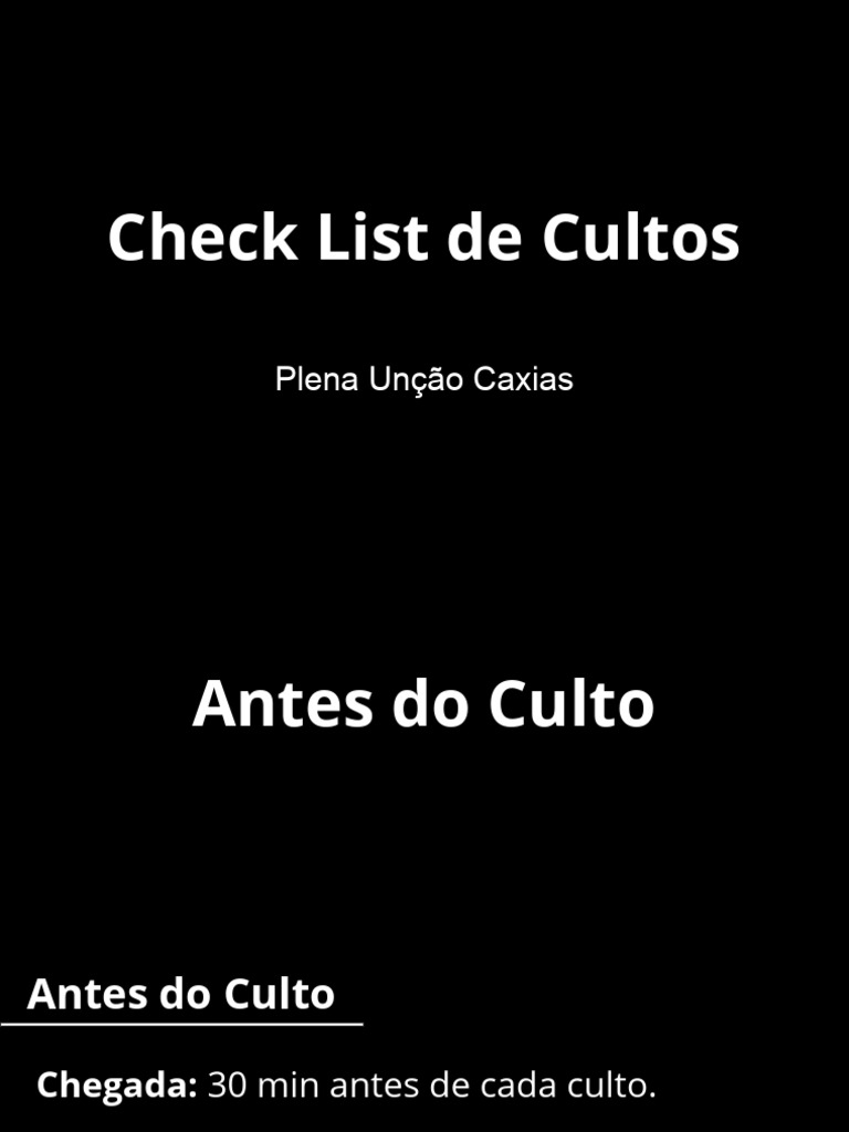 Check List de Cultos | PDF
