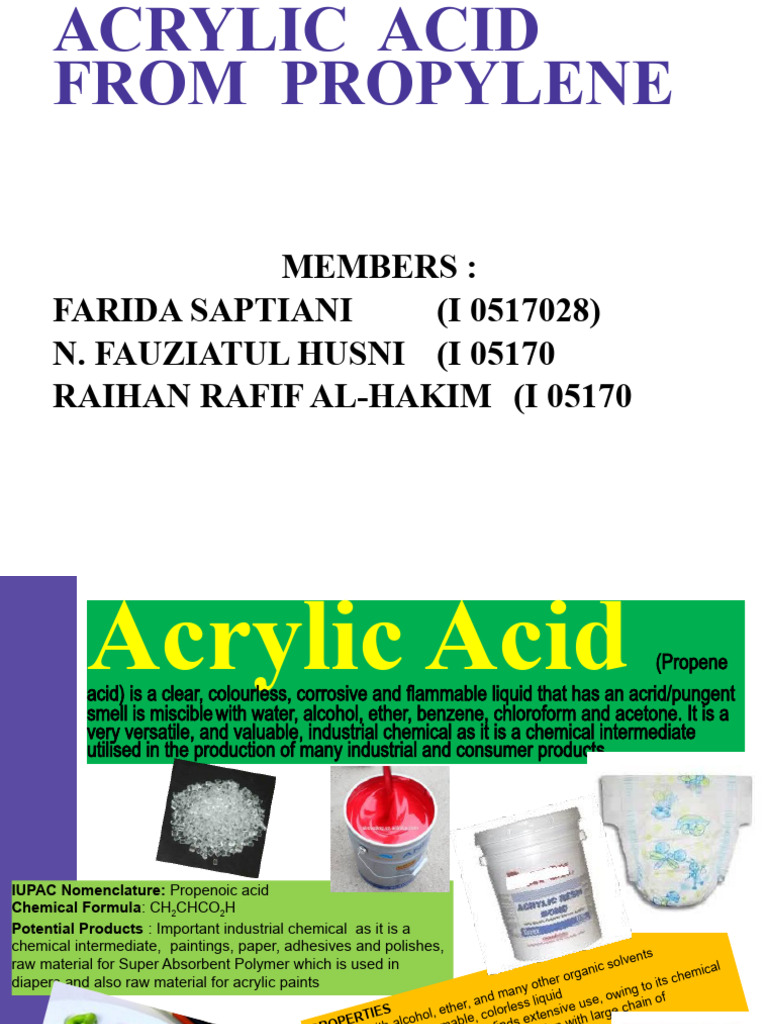 Group 4 - Acrylic Acid From Propylene | PDF | Paint | Chemical Substances