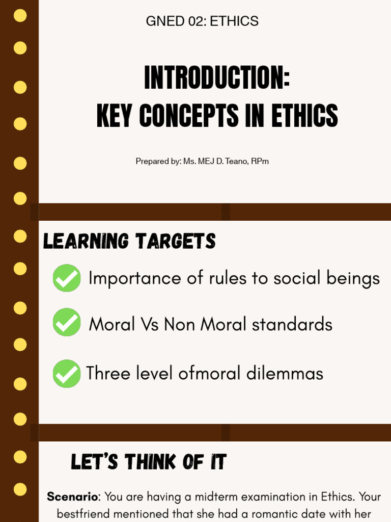 Gned 02 Lesson 1 Key Concepts In Ethics Pdf Morality Reason