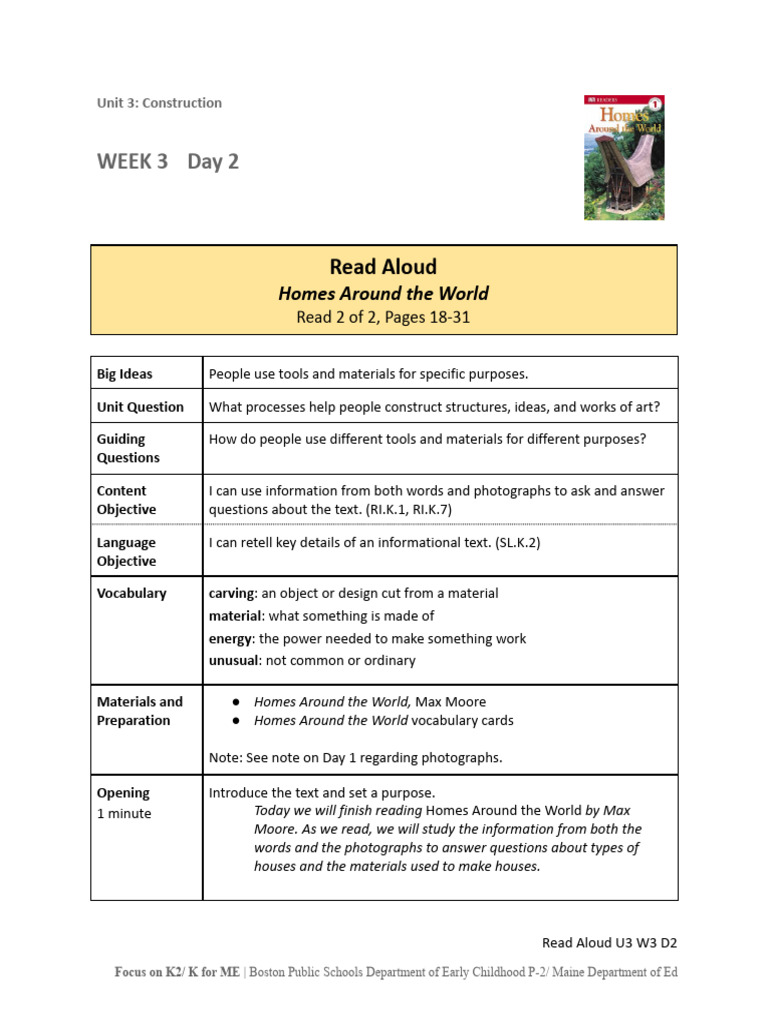G U3 W3 Read Aloud 3.2 Homes Around The World | PDF | Human ...