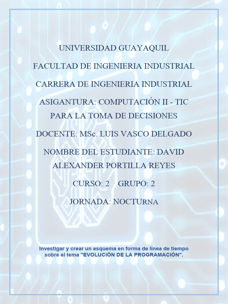Evolucion de La Programacion David Portilla | PDF | Lenguaje de programación | Programación de ...