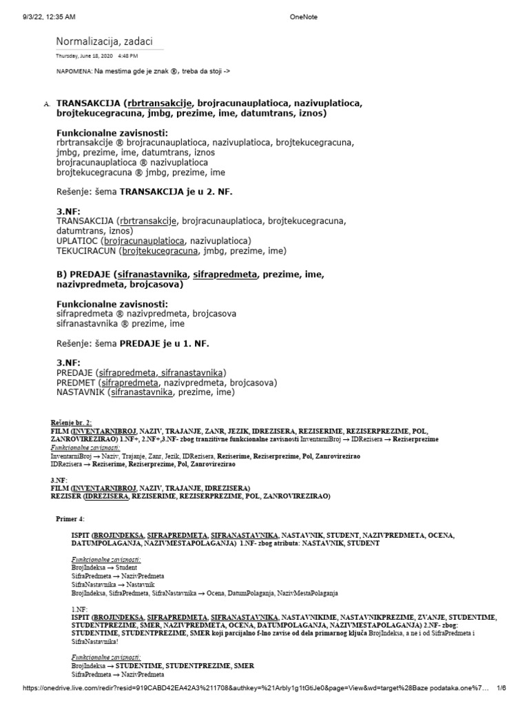 Normalizacija - Zadaci | PDF