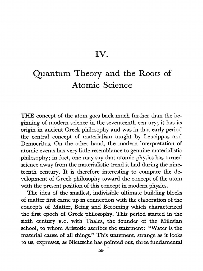 Heisenberg, Quantum Theory and The Roots of Atomic Science (Plato 67-73) | PDF | Matter | Physics