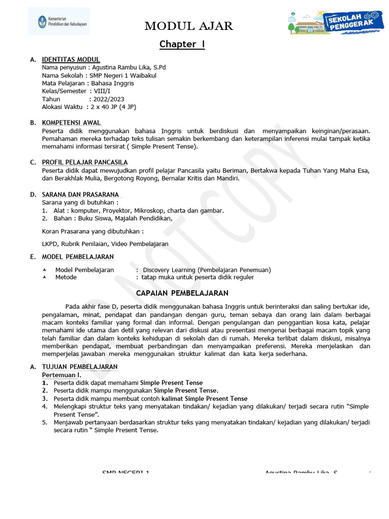 Modul Ajar - BHS Inggris | PDF Modul Ajar - BHS Inggris | PDF