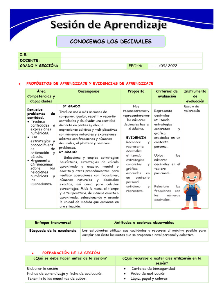 D4 A1 Sesion Mat - Conocemos Los Decimales | PDF | Números | Aritmética D4 A1 Sesion Mat - Conocemos Los Decimales | PDF | Números | Aritmética