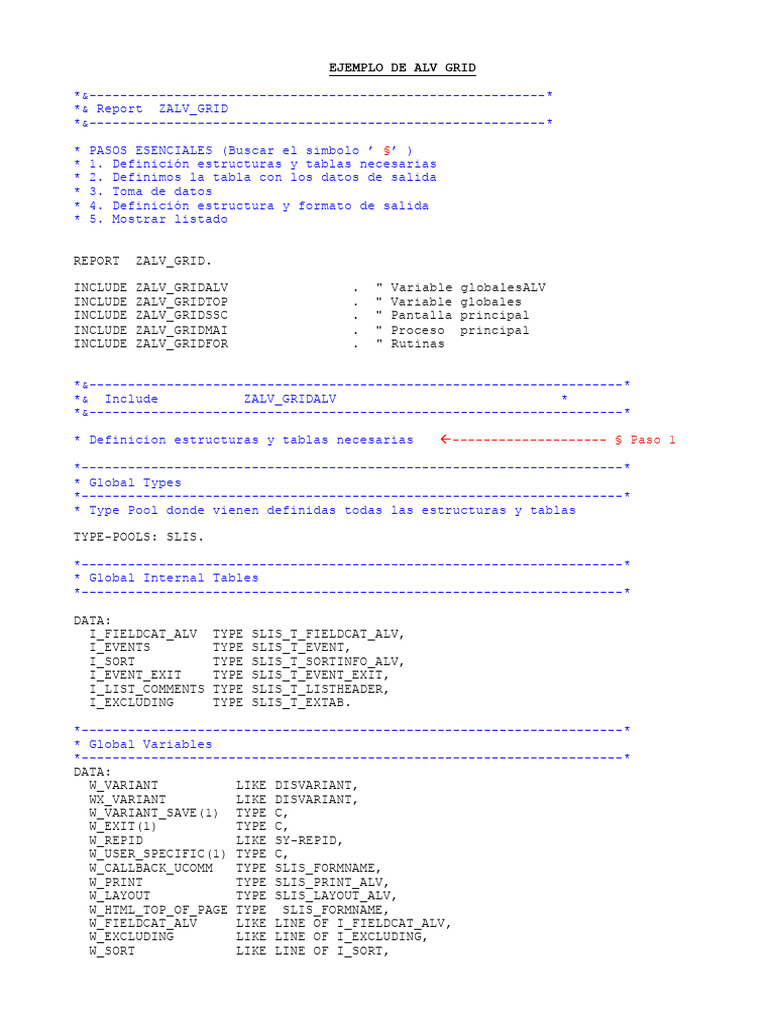 Ejemplo de ALV GRID | PDF