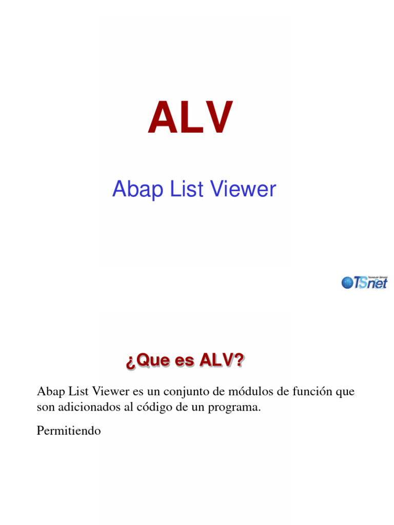 ALV List Viewer | PDF | Programación de computadoras | Tecnología digital ALV List Viewer | PDF | Programación de computadoras | Tecnología digital