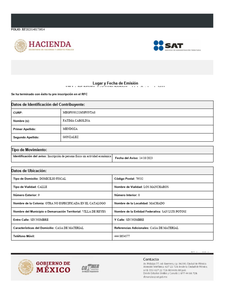 Acuse de Preinscripción RFC 2023 | PDF | Justicia | Crimen y violencia