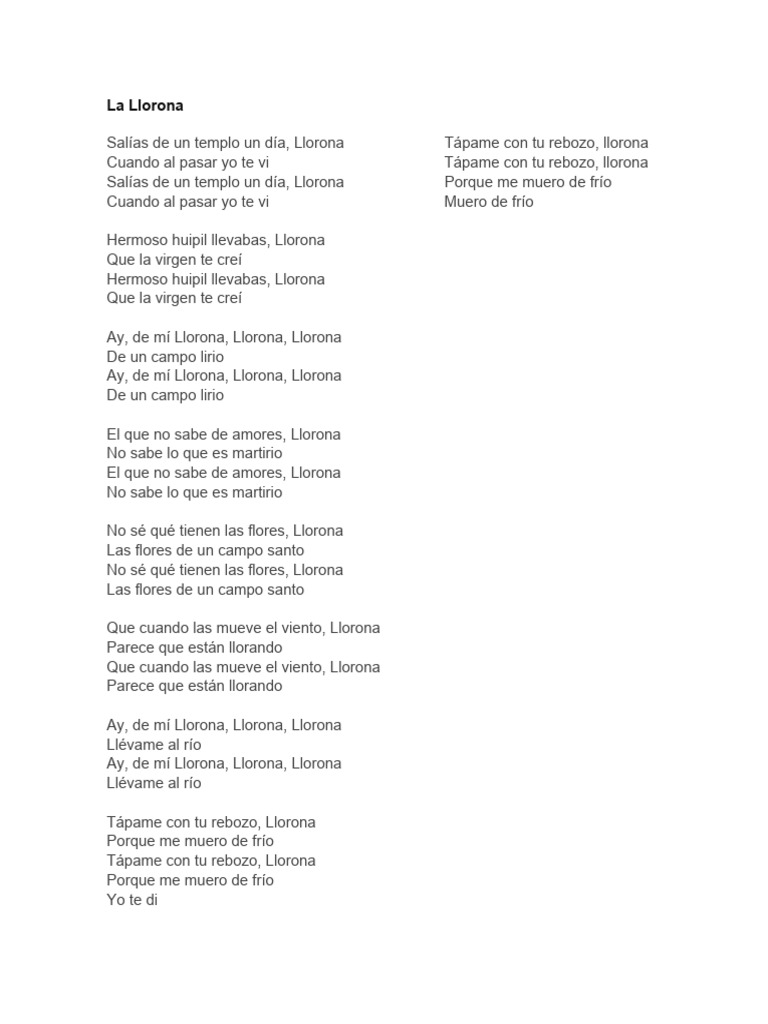 La Llorona, Letra | PDF