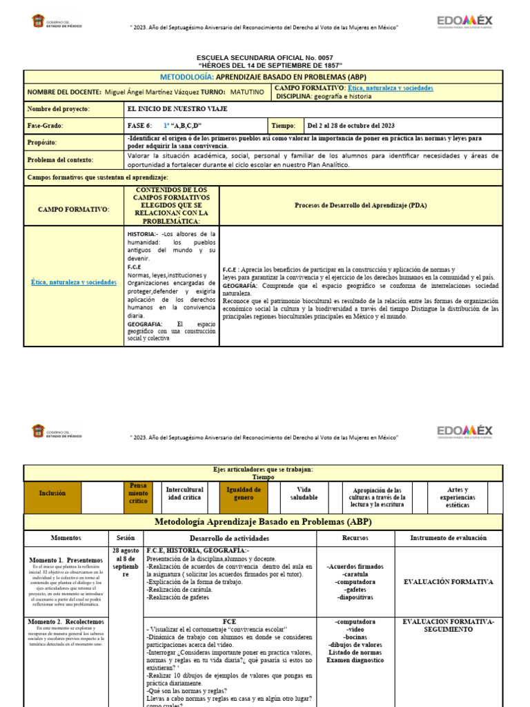 Planeacion ABP (Aprendizaje Basado en Problemas ABP) MUESTRA | PDF | Evaluación