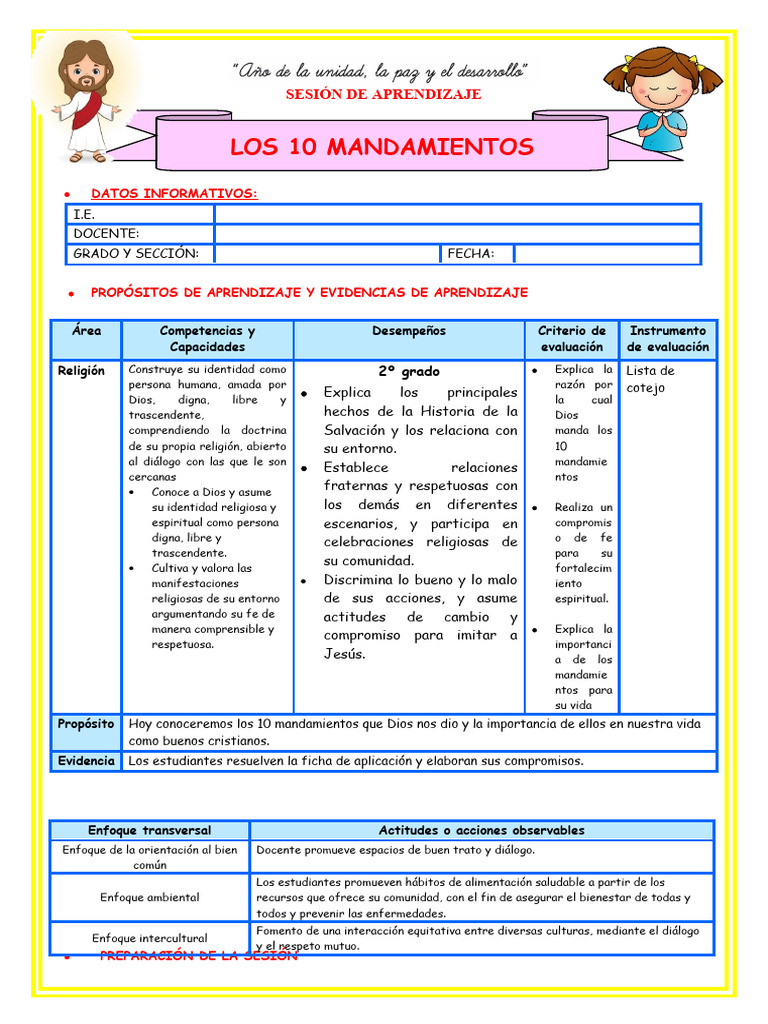 2º e8 s3 Sesion d2 Religion Los 10 Mandamientos | PDF | Moisés | Dios